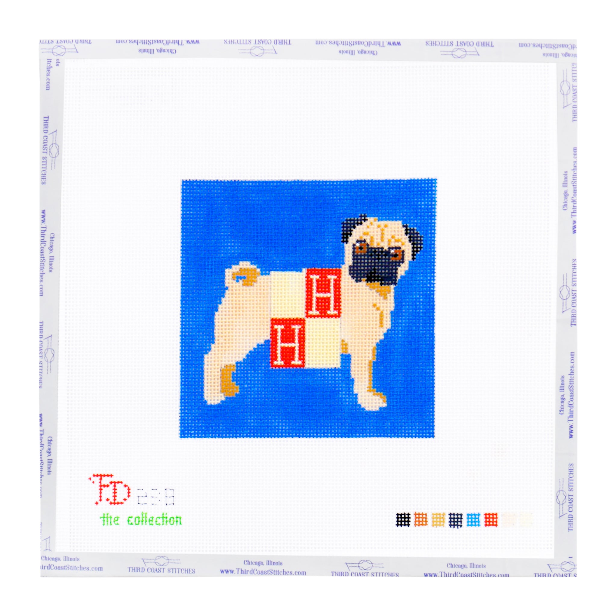 Pug in Hermes Blanket – Third Coast Stitches